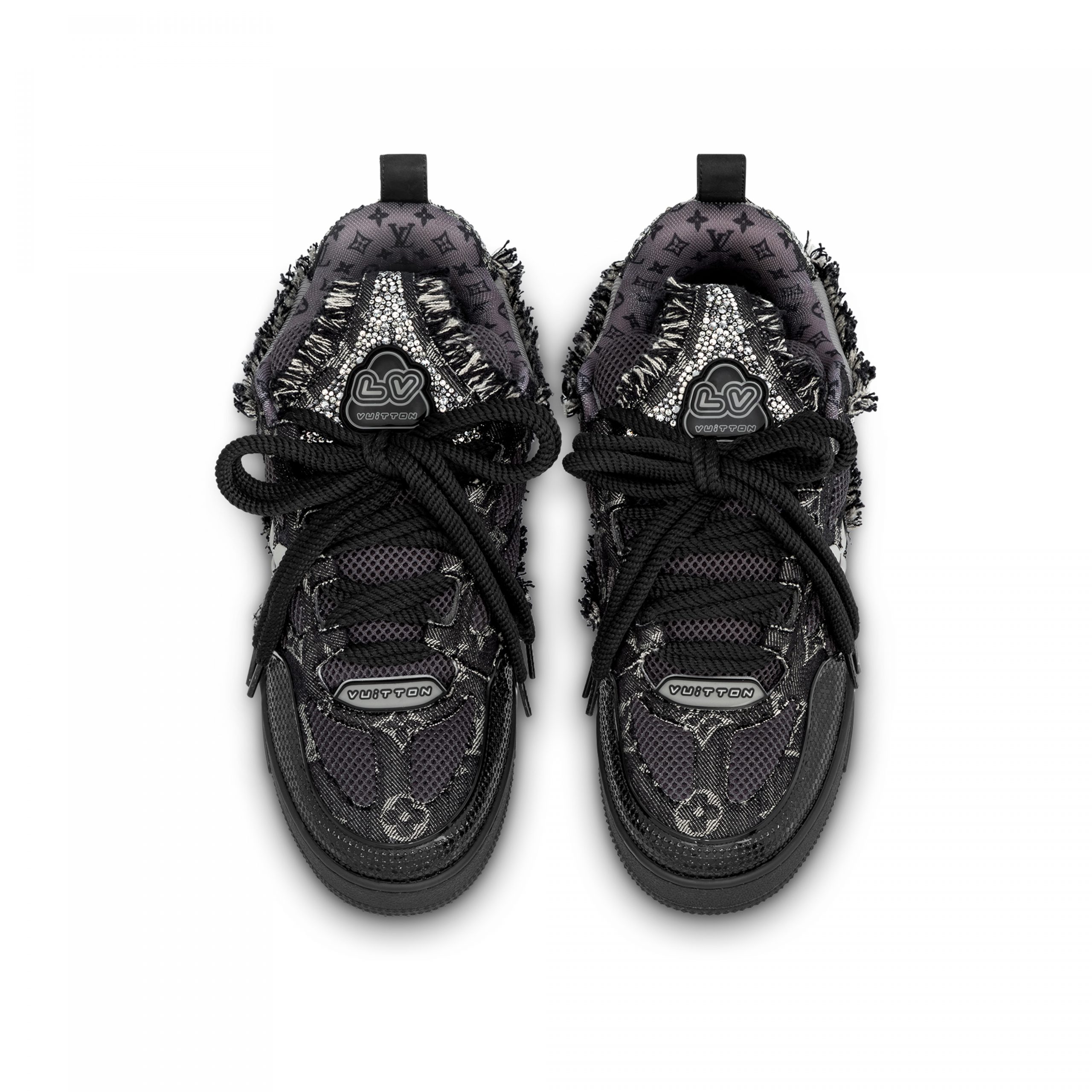 Louis Vuitton LV Skate Sneaker Swarovski Crystals Monogram Denim Black ...